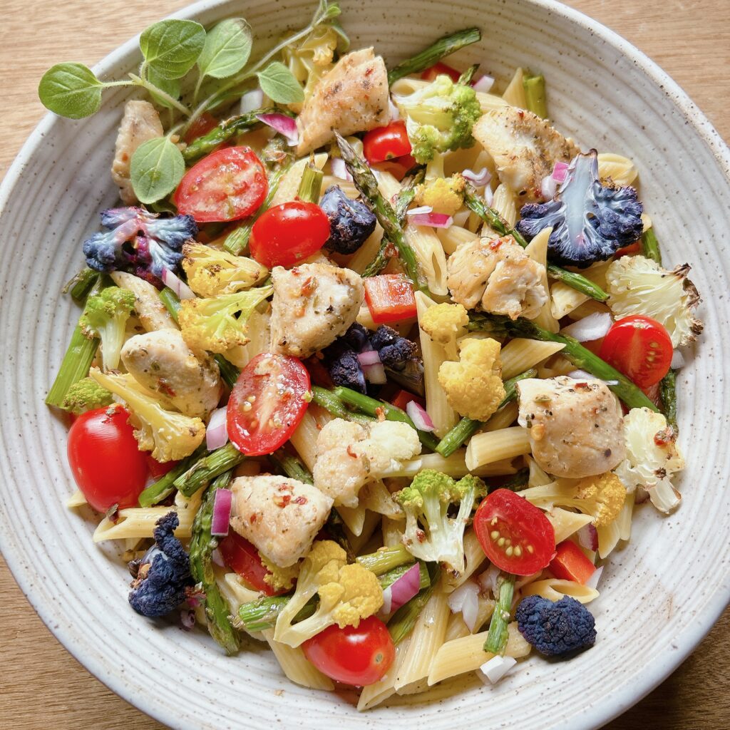 Protein Pasta Salad with Zesty Italian Vinaigrette - The Southern Edit